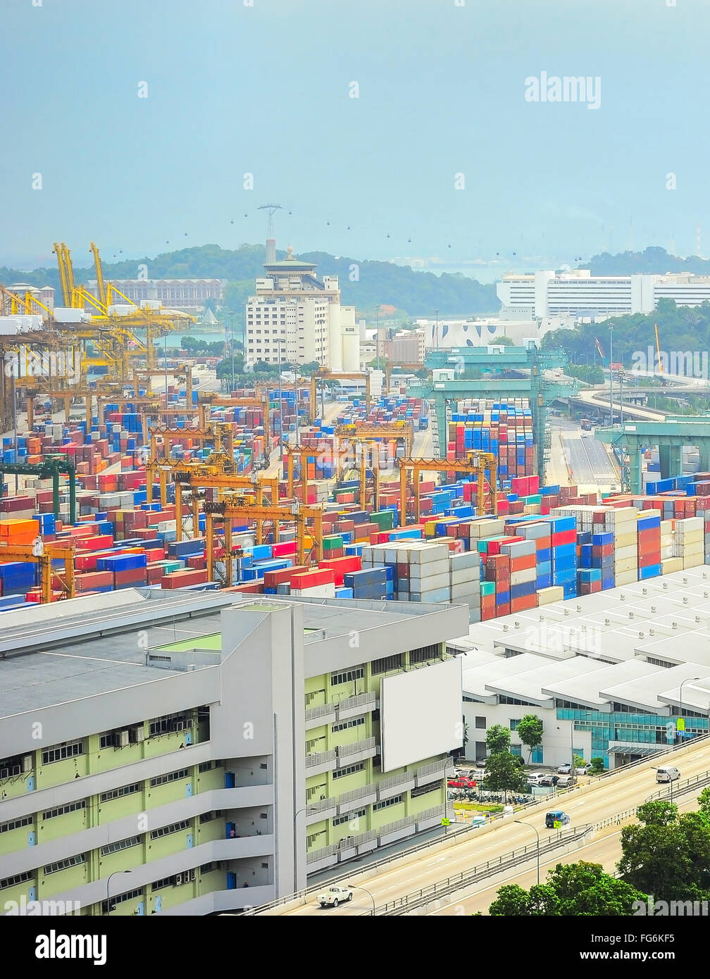 Singapore port aerial view hi-res stock photography and images - Alamy