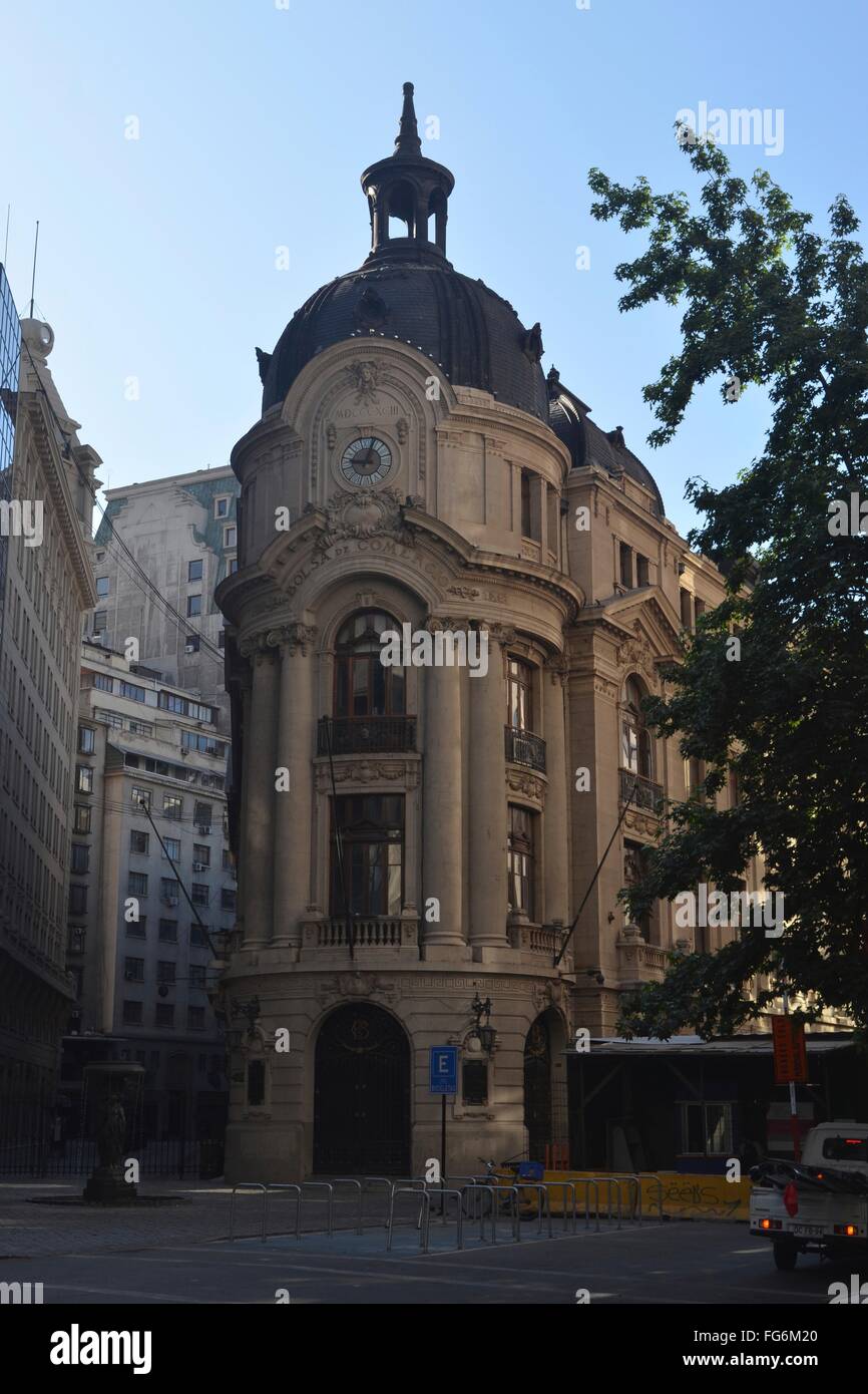 Historical buildings in the old financial district of Santiago, Chile ...