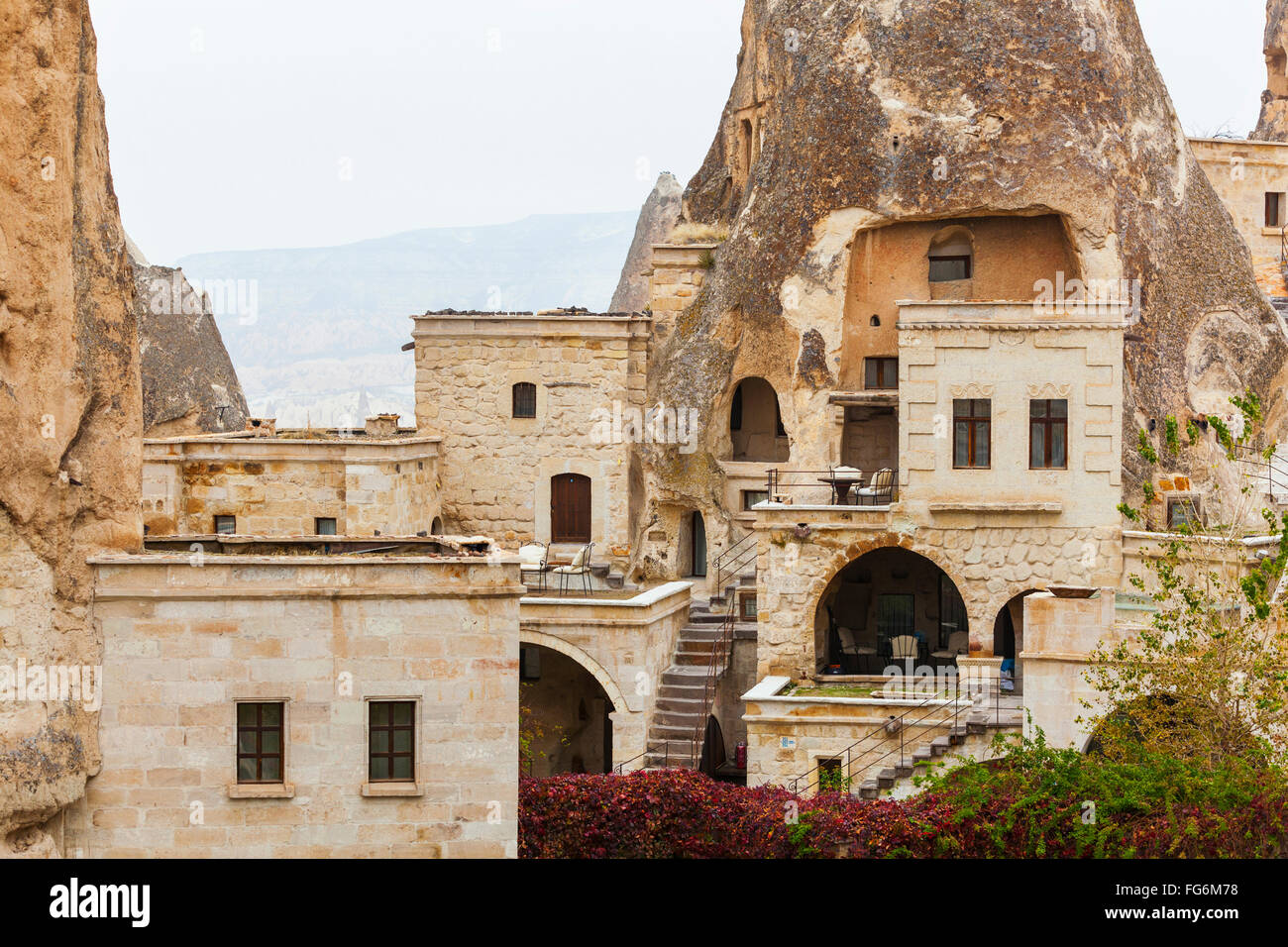 Dwellings and fairy chimneys: Goreme, Cappadocia, Turkey Stock Photo ...