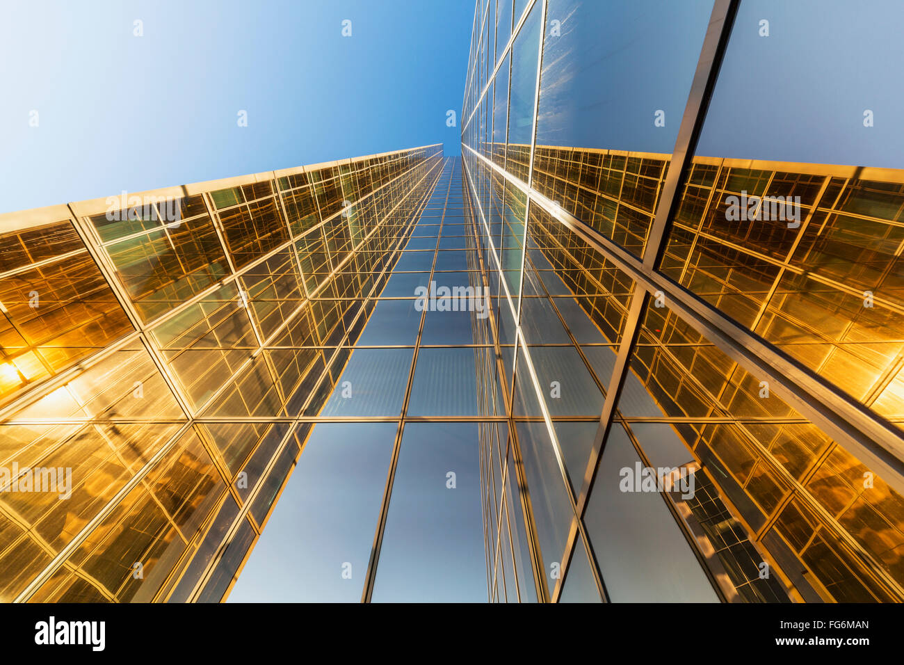 Reflections on the exterior glass of the Conoco Phillips building on a ...