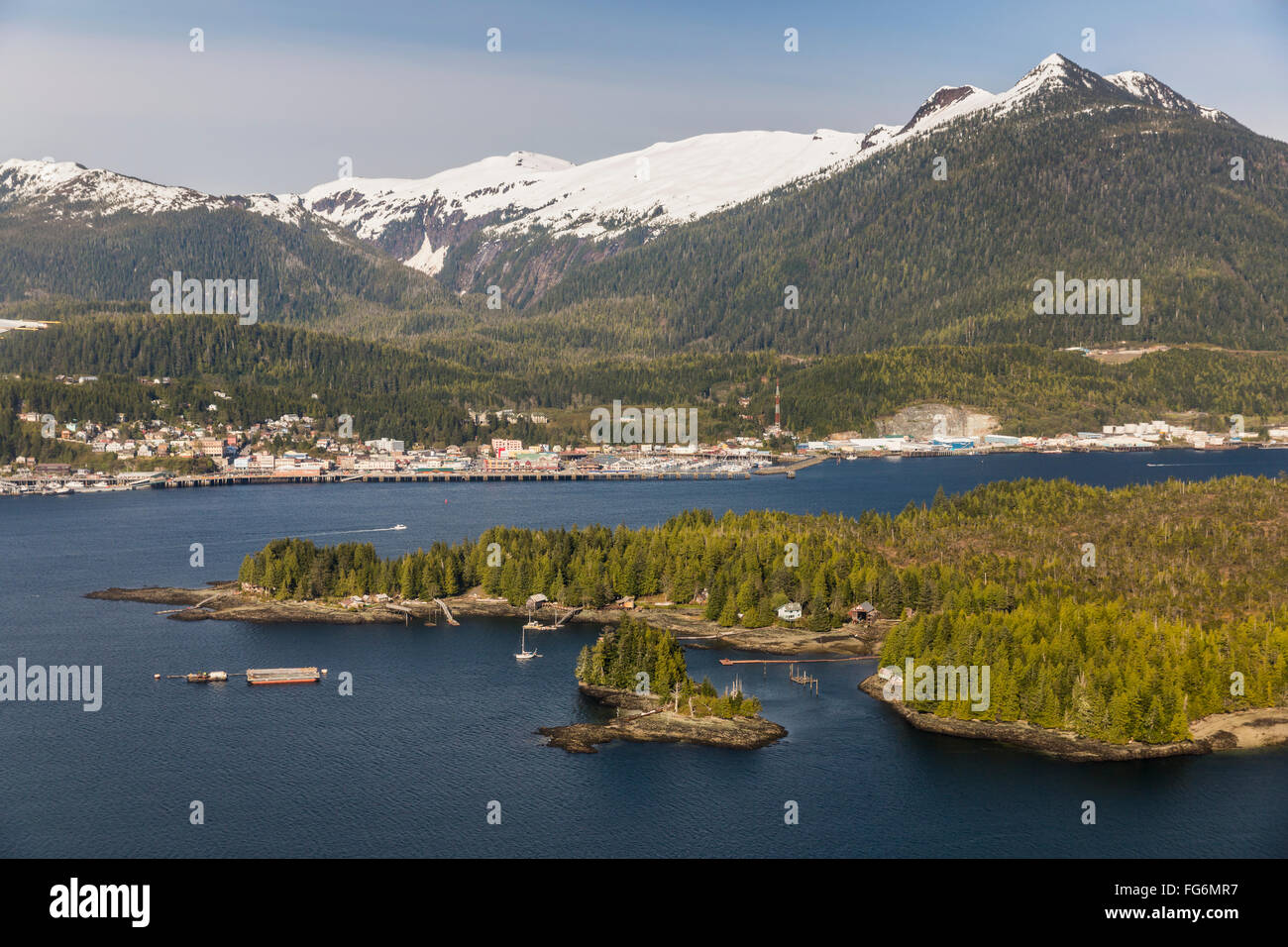 Aerial view of Ketchikan and the Inside Passage, Southeast Alaska ...