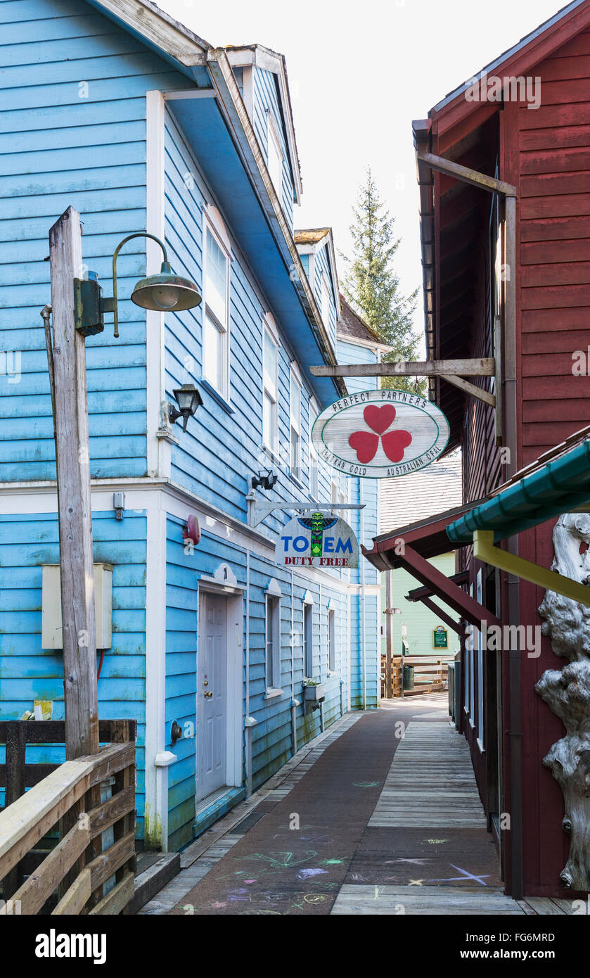 Tourist shops in downtown Ketchikan, Southeast Alaska, USA, Spring ...