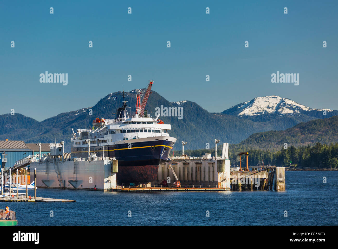 The Taku passenger ferry docked in the Ketchikan shipyard for repairs ...