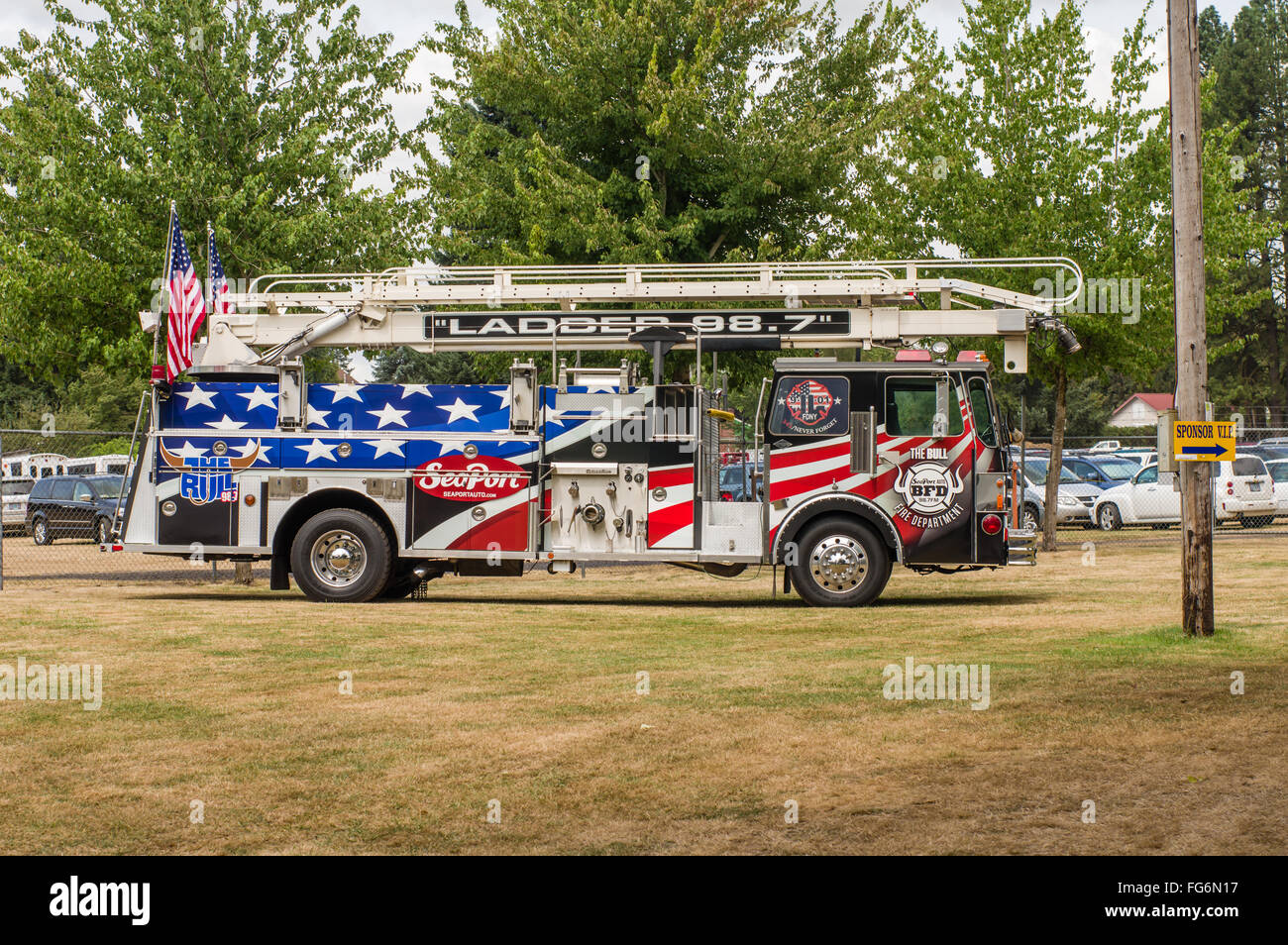 Fire truck used for advertising of local radio station at the Clackamas ...