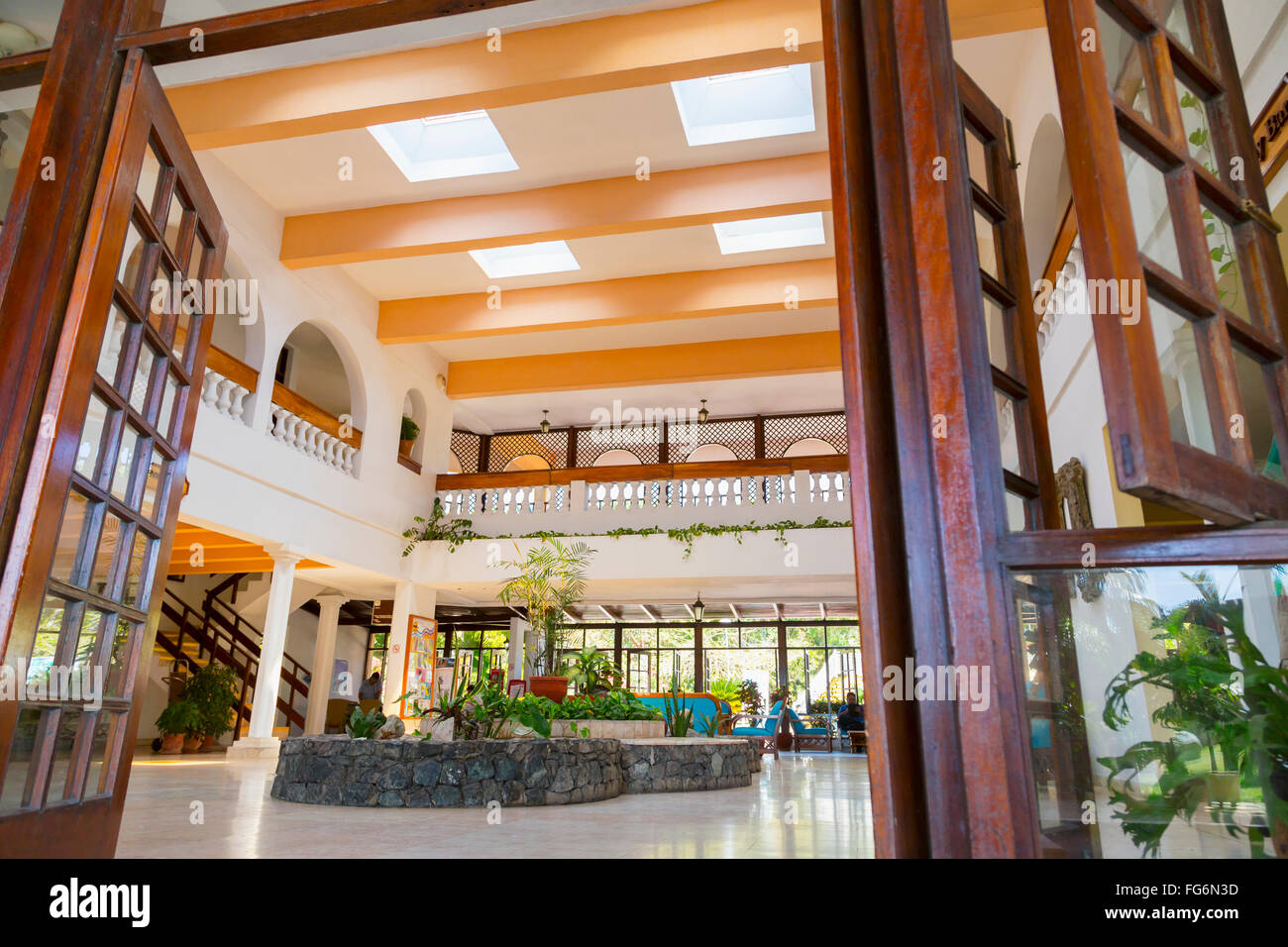 An Open Air Inviting Entrance Into A Resort Lobby In The Caribbean With ...