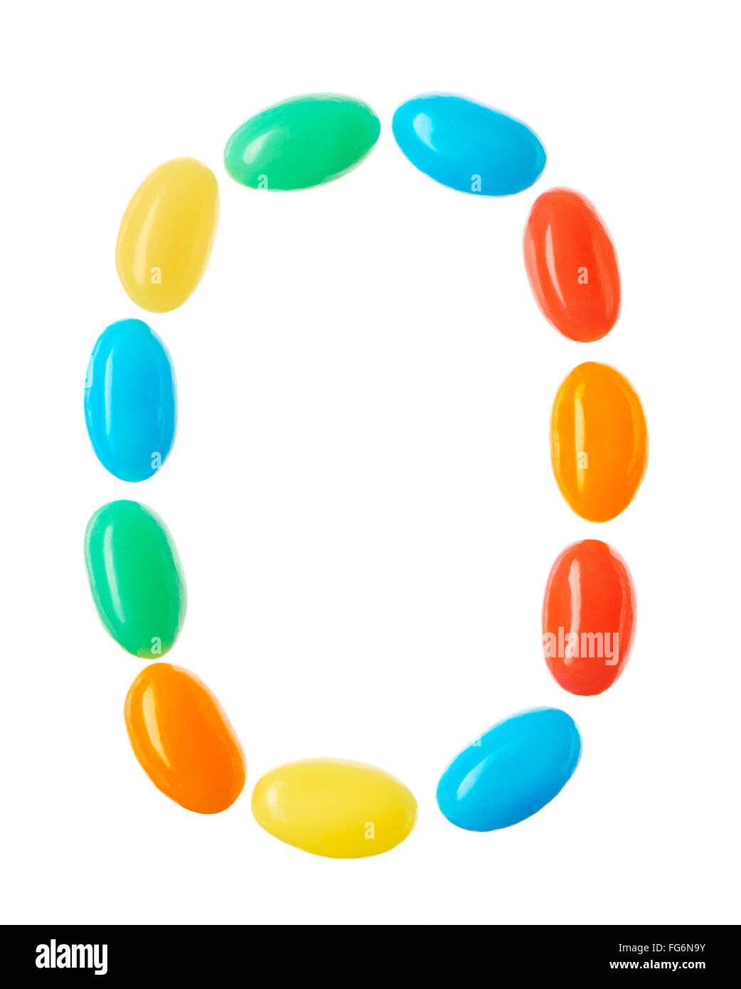 "0" number made of multicolored candies isolated on white background ...