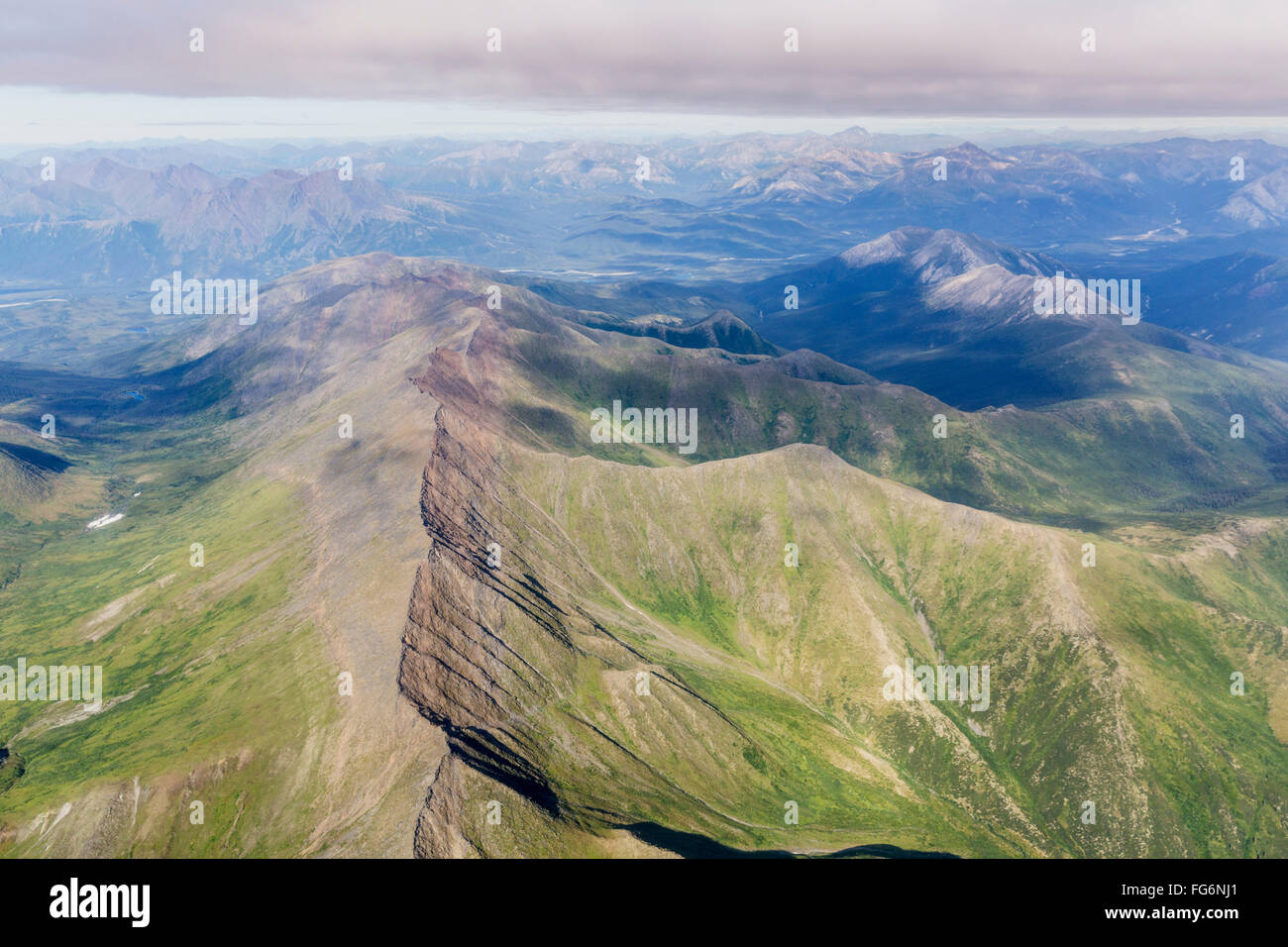 Aerial view of mountain ridges in the Brooks Range; Alaska, United ...