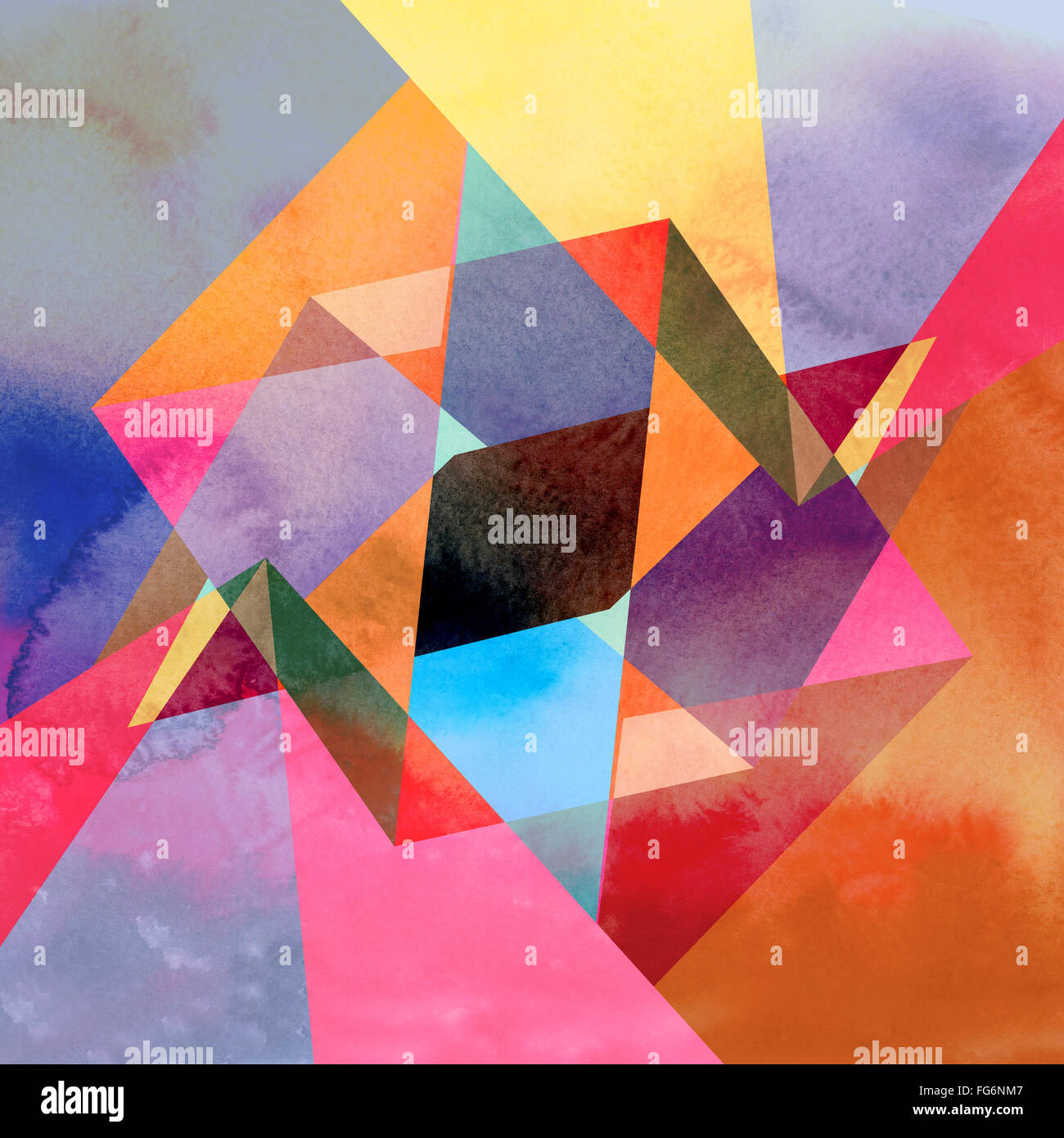 Abstract watercolor background with colorful geometry elements Stock ...
