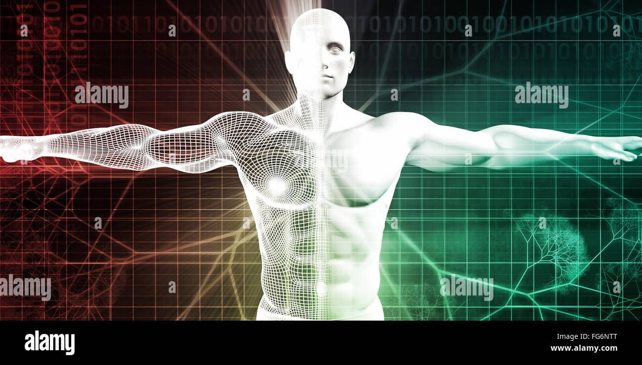 Medical Science with Human Body and Open Arms for Scan Stock Photo - Alamy