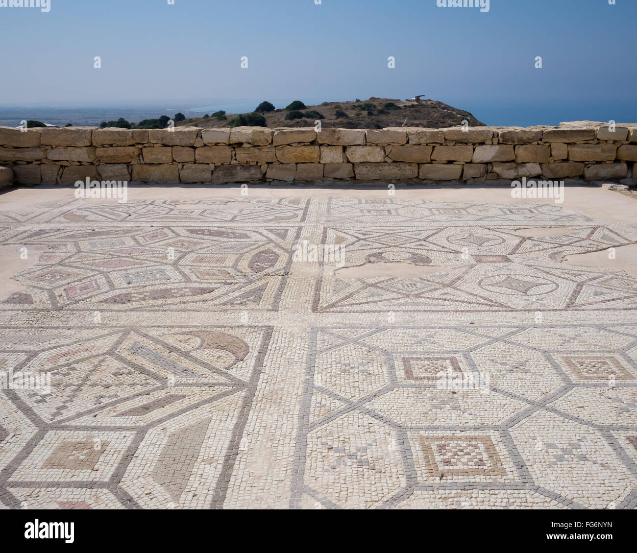 Mosaic flooring at the UNESCO heritage site of Curium in Cuprus Stock ...