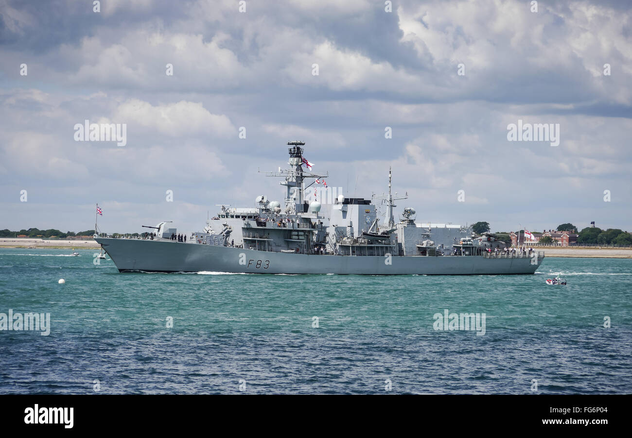 The Type 23 Frigate, HMS Saint Albans, F83, Leaving Portsmouth Harbour ...