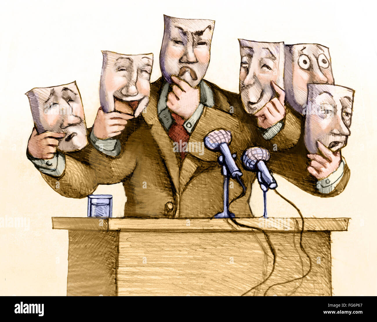 a politician speaks to the public with a set of masks Stock Photo - Alamy