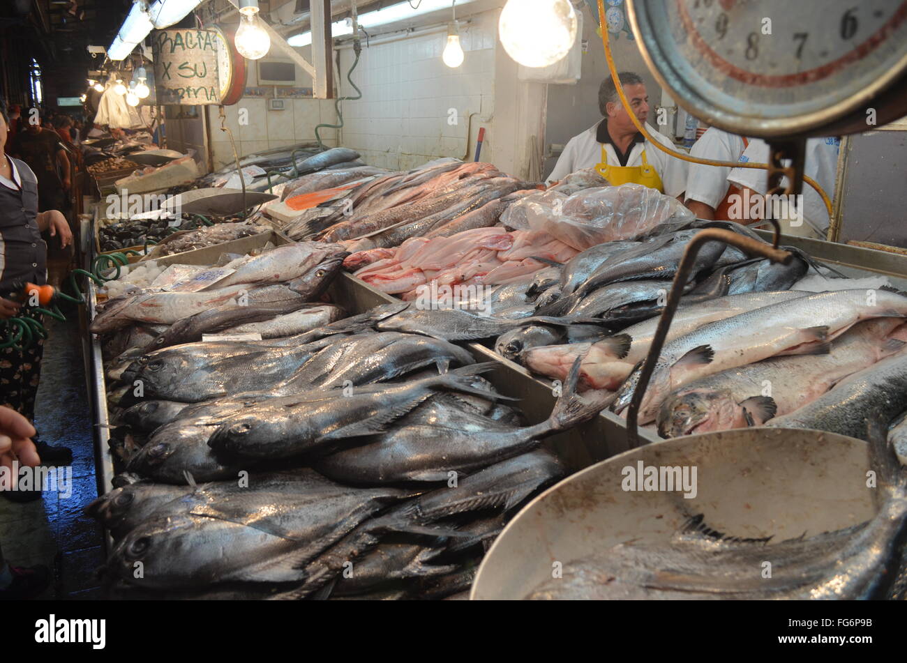 Mercado Central de Santiago, Chile. Large market selling a huge ...