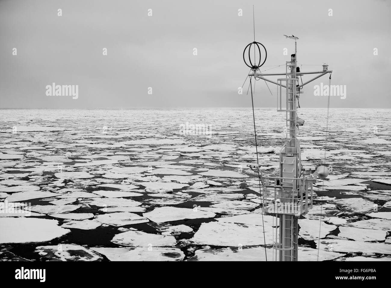 Mast Of A Ship In The Sea Filled With Floating Ice; Spitsbergen ...