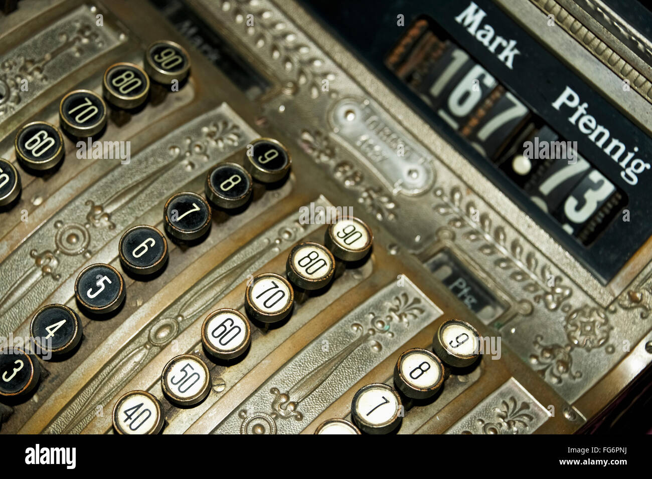 Angled view of old German cash register; Brest, Belarus Stock Photo - Alamy