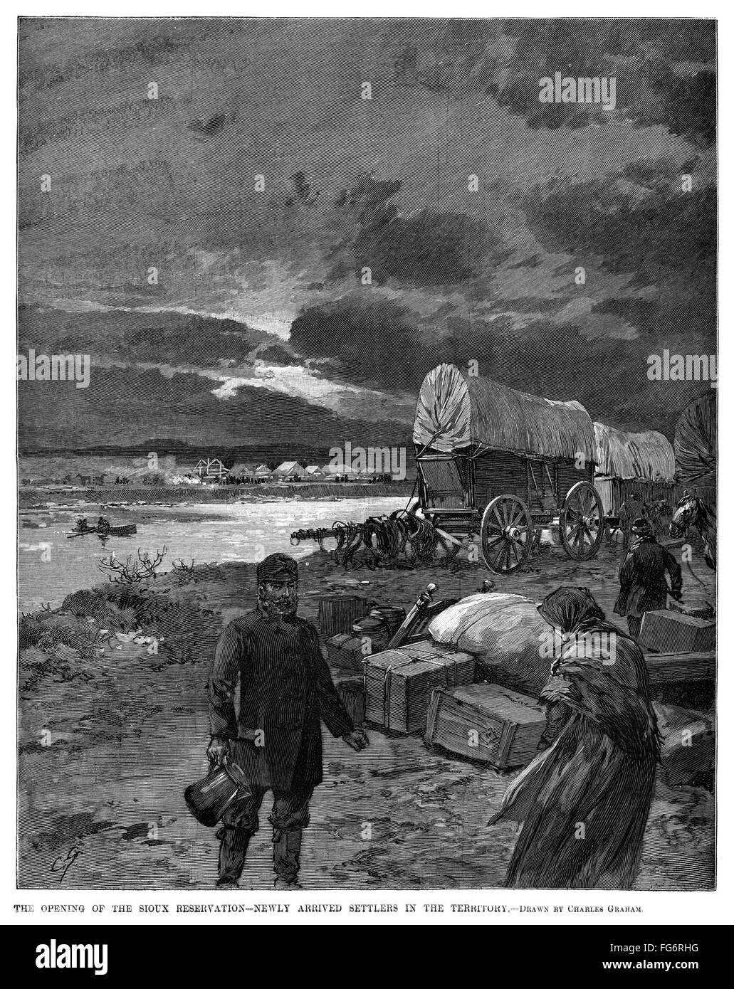 SIOUX RESERVATION, 1890. /nSettlers arriving in newly opened territory ...