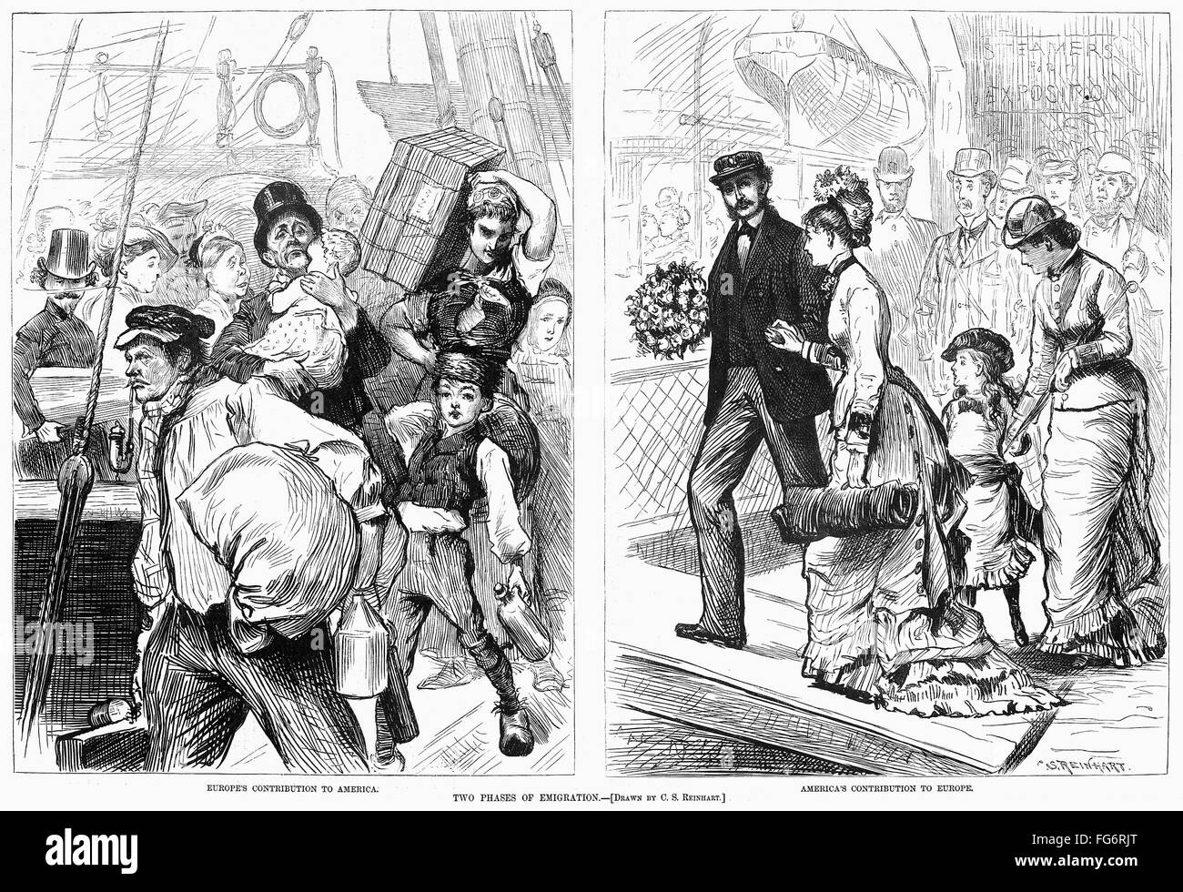 IMMIGRATION, 1878. /n'Two Phases of Immigration.' Engraving contrasting ...