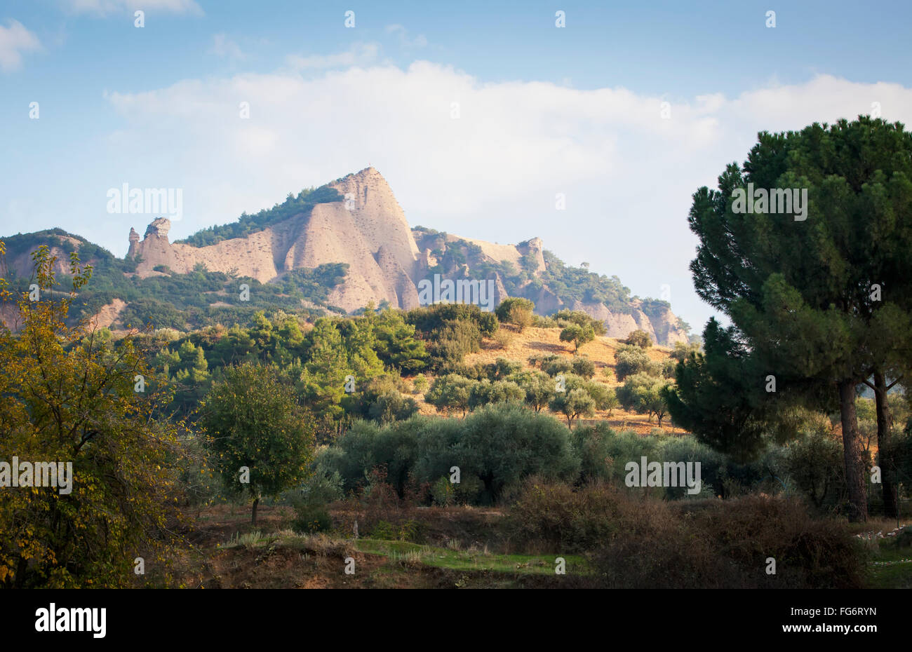 View of rugged cliffs from the Temple of Artemis; Sardis, Turkey Stock ...