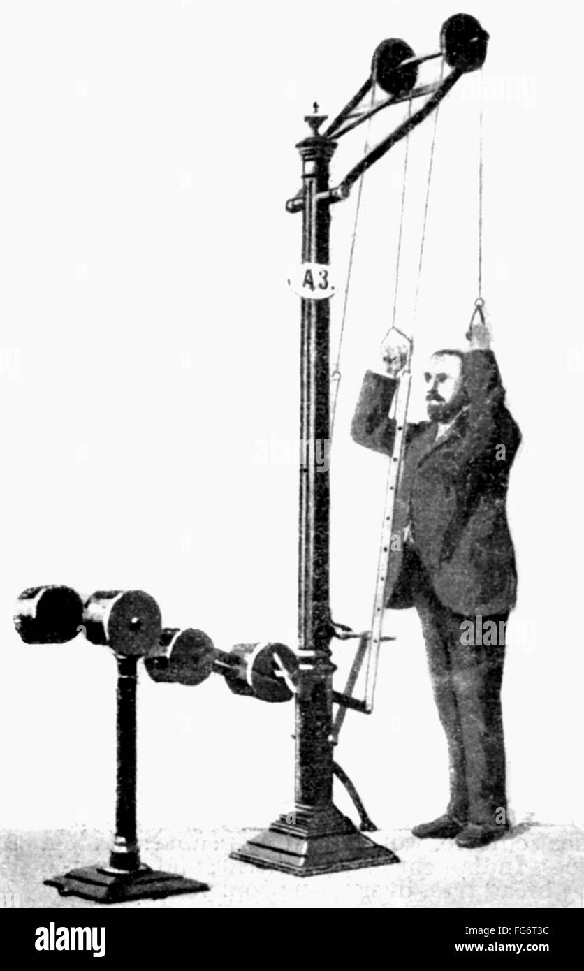 EXERCISE MACHINE, 1896. /n'Lowering and Bending the Arms.' Curative ...