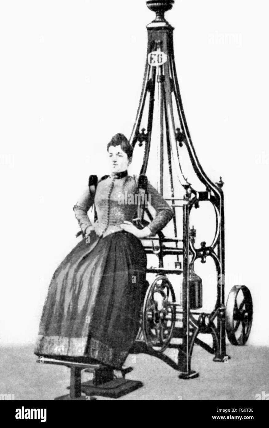 EXERCISE MACHINE, 1896. /n'Developing the Chest.' Curative gymnastics ...