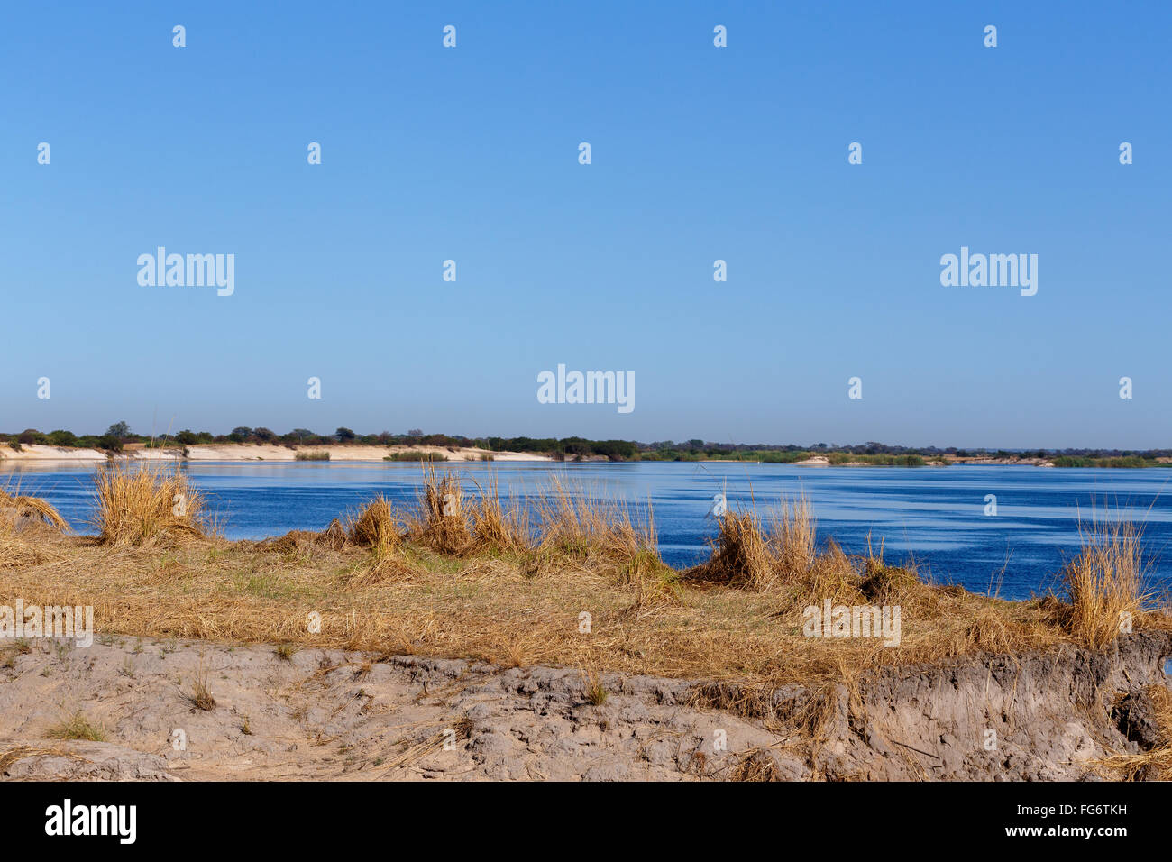 bank of the Zambezi river - fourth-longest river in Africa, Caprivi ...