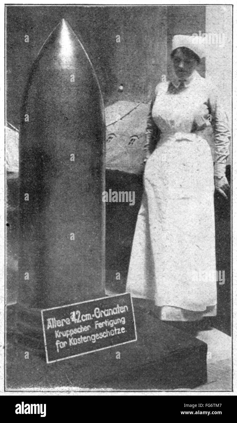 WORLD WAR I: GERMAN BOMB. /nA 42cm Krupp bomb on display at an ...