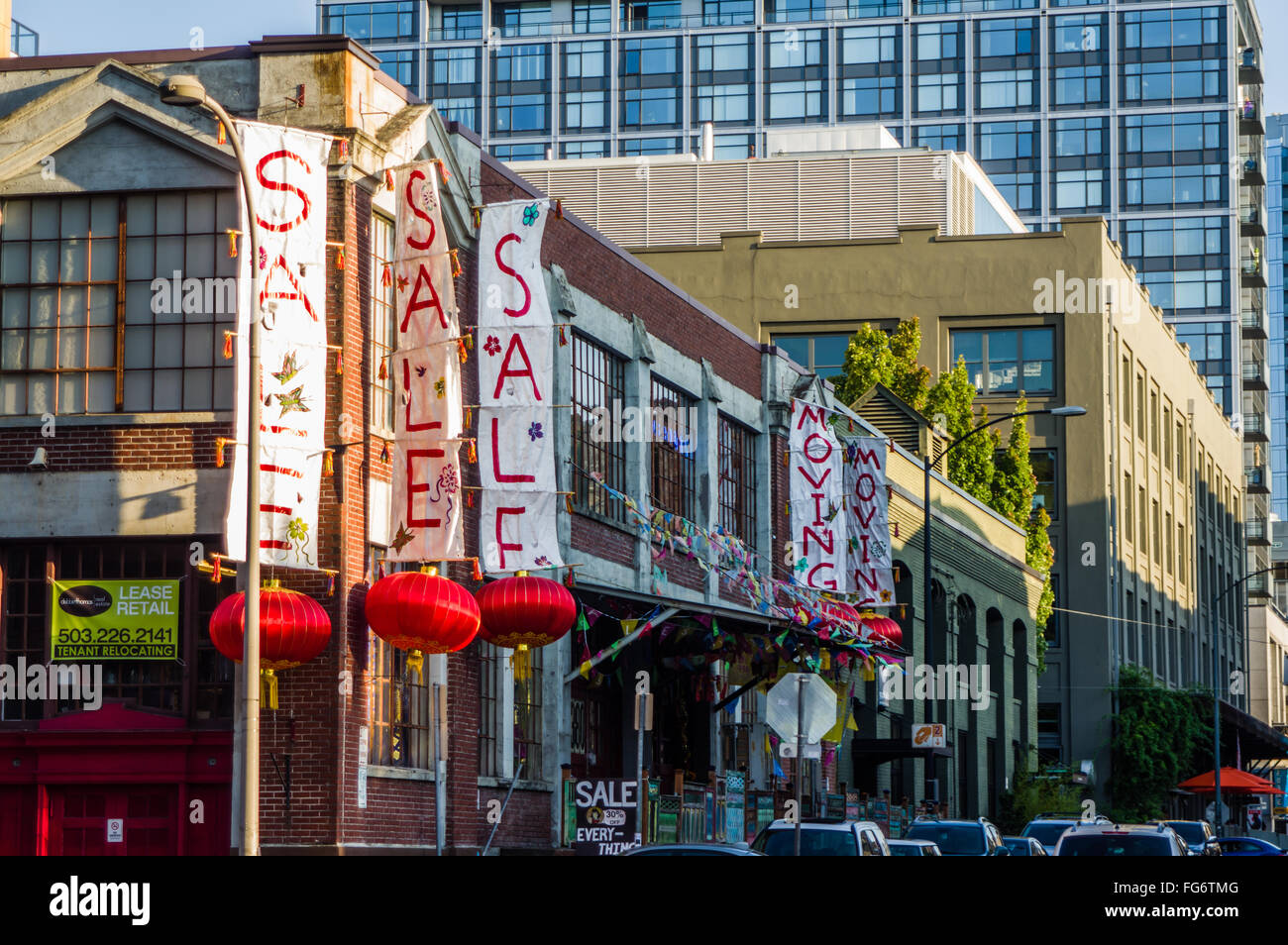 Moving signs on a retail business in Portland, Oregon Stock Photo - Alamy