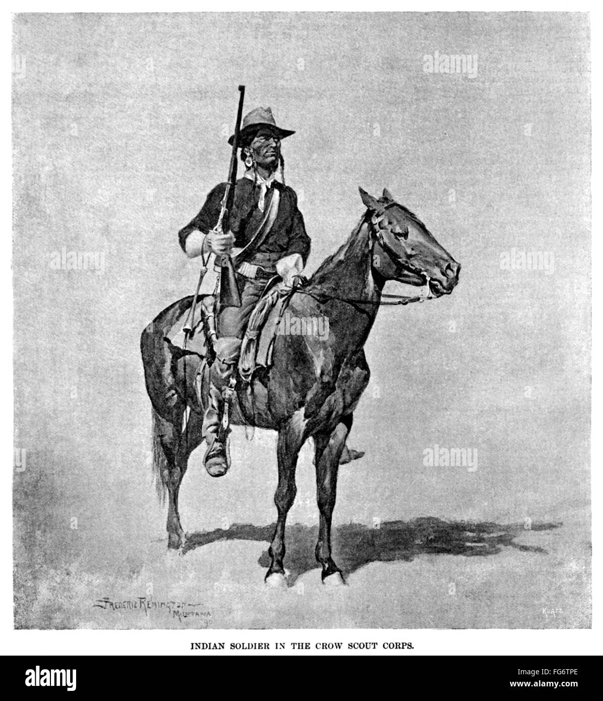 REMINGTON: SCOUT, 1890. /n'Indian Soldier in the Crow Scout Corps ...