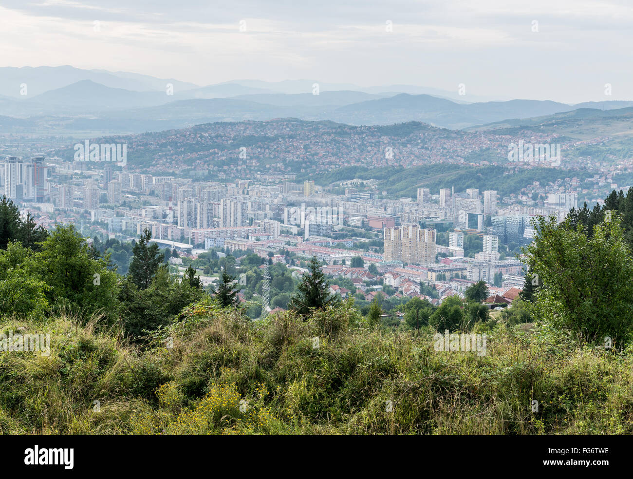 Aerial view from Vraca Memorial Park on Sarajevo city, Bosnia and ...