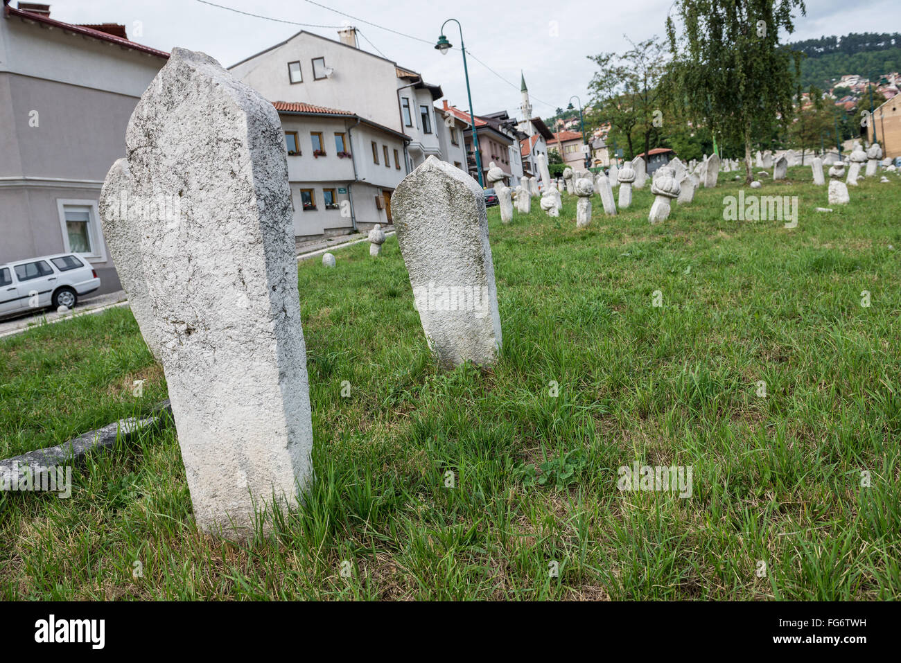 Muslim Cemetery in Sarajevo city, Bosnia and Herzegovina Stock Photo ...