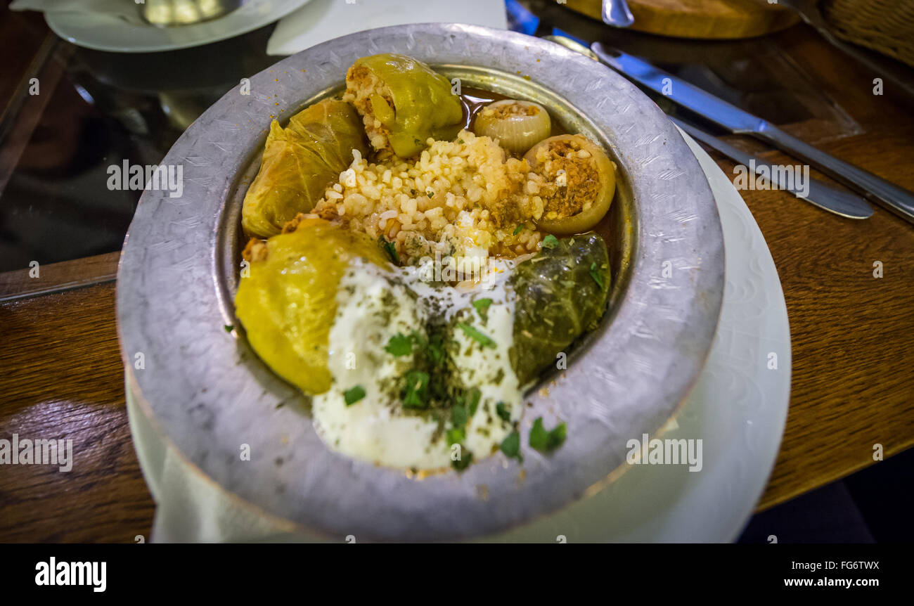 traditional dish called Sarma served in restaurant in Sarajevo city ...