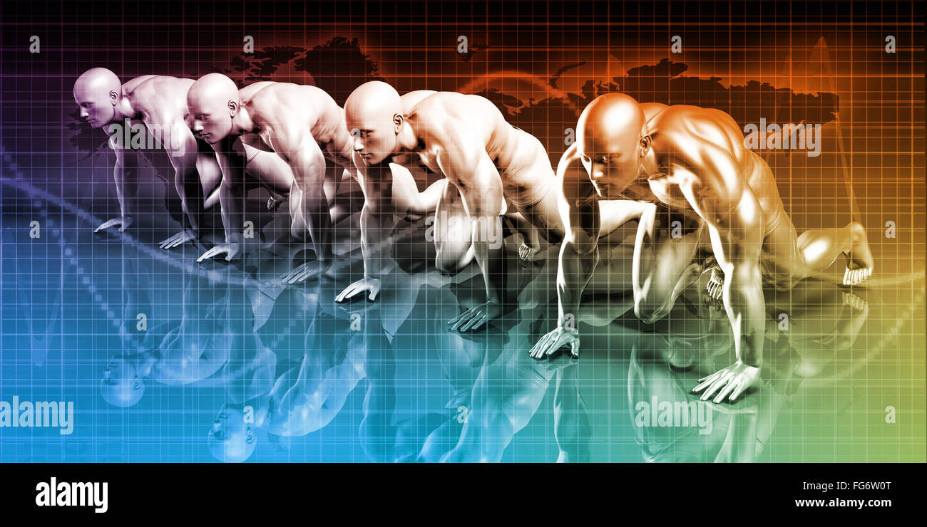 Business Competition with People in a Row Starting Line Stock Photo - Alamy