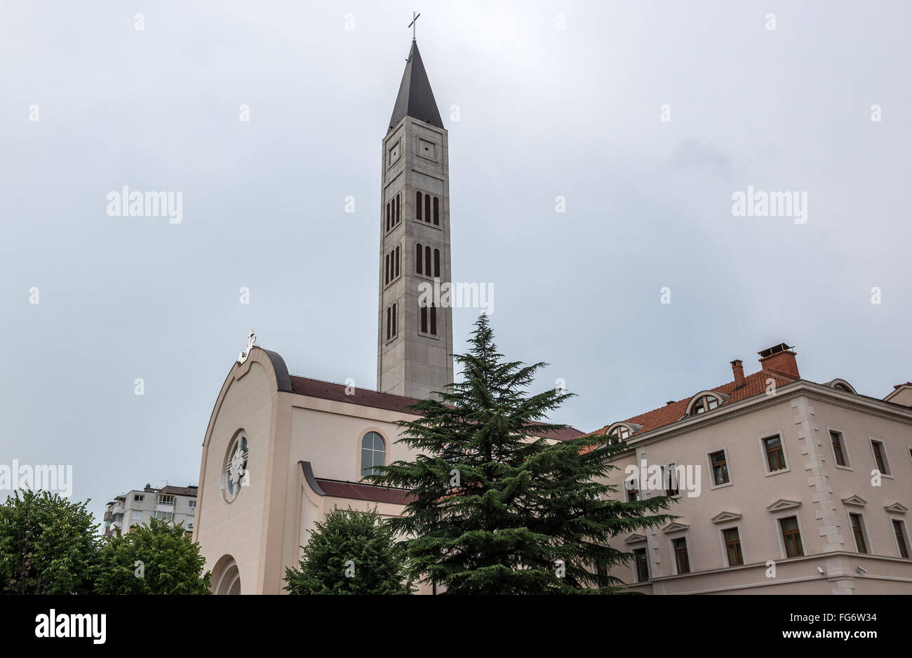 Saint Peter and Paul Franciscan Church and bell tower in Mostar city ...