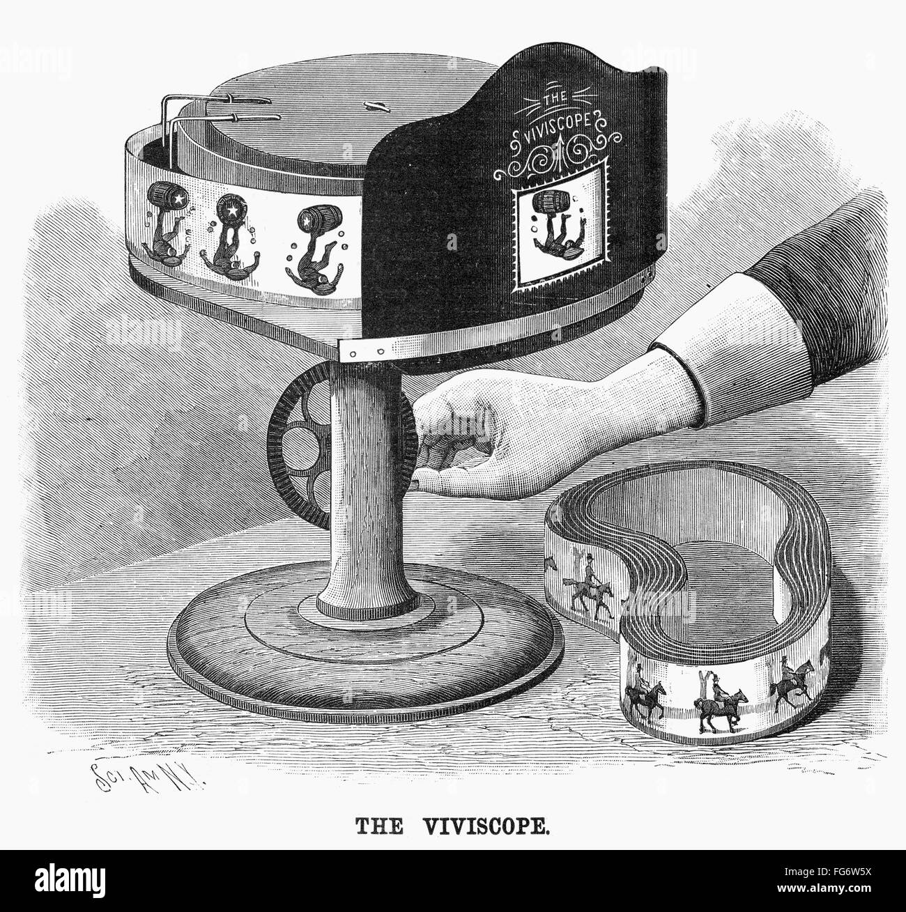 VIVISCOPE, 1896. /nThe viviscope, which creates the illusion of a ...