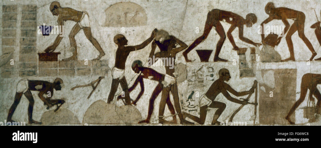 EGYPT: BRICK-MAKING. /nEgyptians manufacturing bricks. Painting from ...