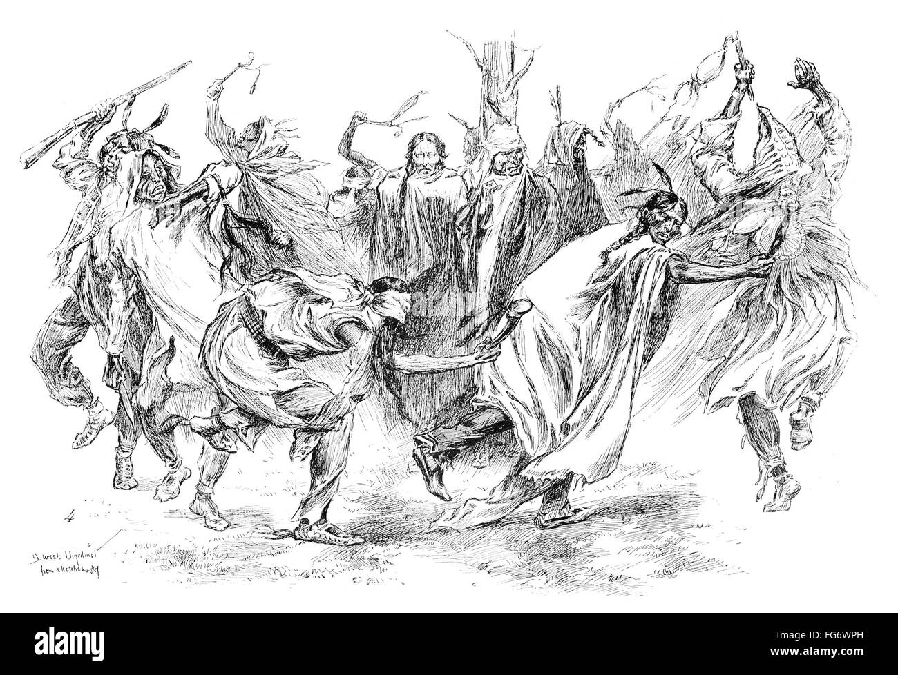 GHOST DANCE, 1890. /nGhost Dance ceremony of Plains Native Americans ...