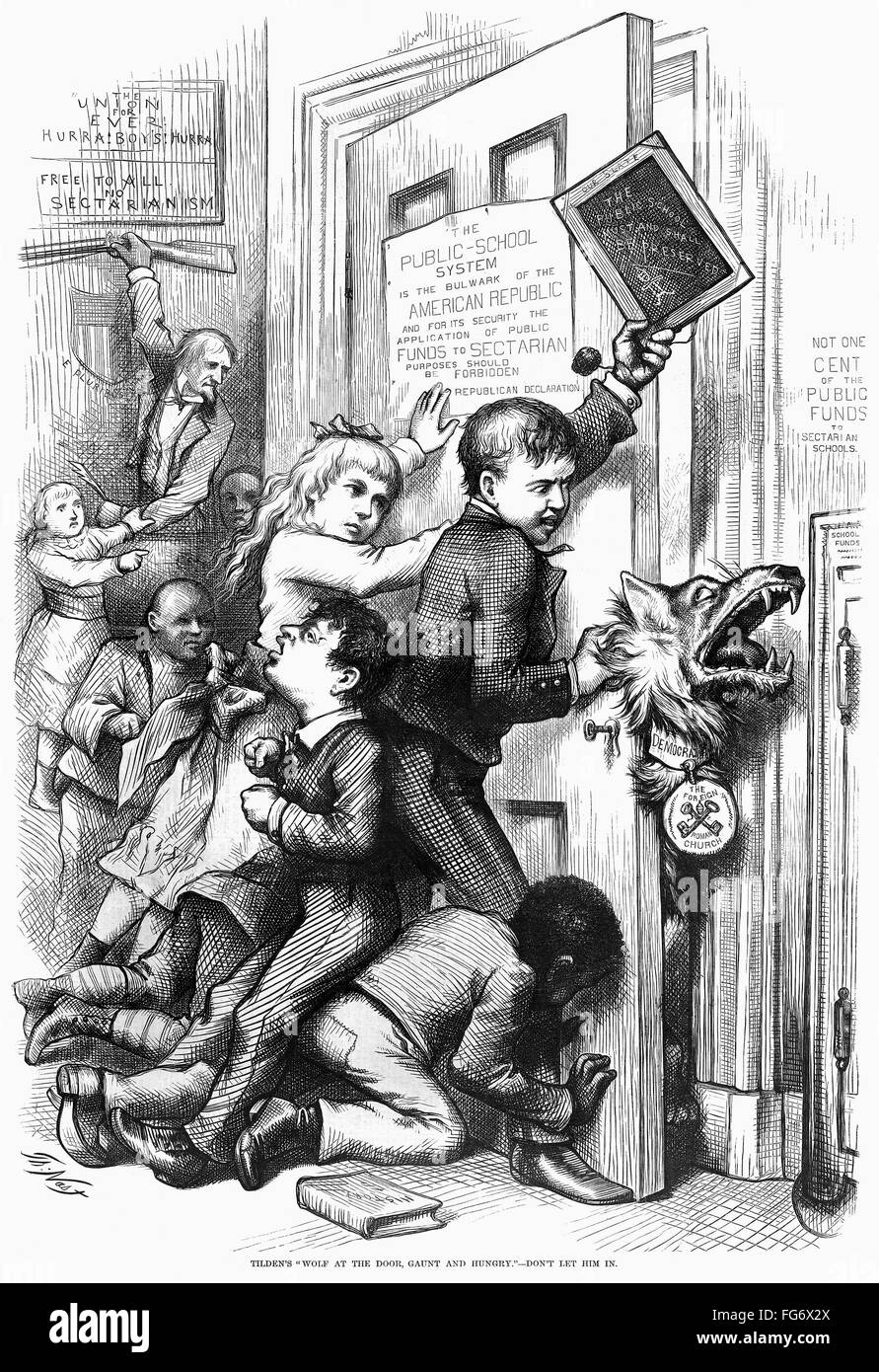 TILDEN: CARTOON, 1876. /n'Tilden's "Wolf at the Door, Gaunt and Hungry ...