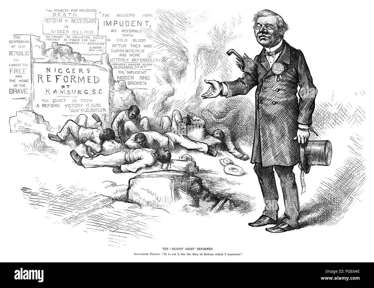 NAST: ELECTION, 1876. /n'The "Bloody Shirt" Reformed. Governor Tilden ...