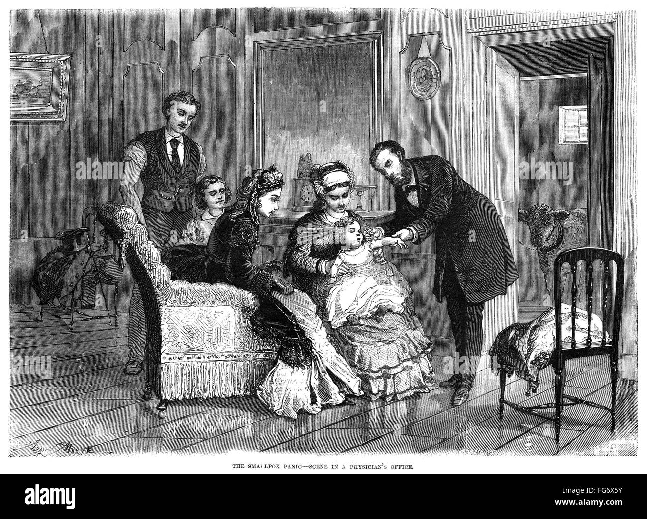 SMALLPOX VACCINE, 1871. /nAn upper class family receiving the smallpox ...