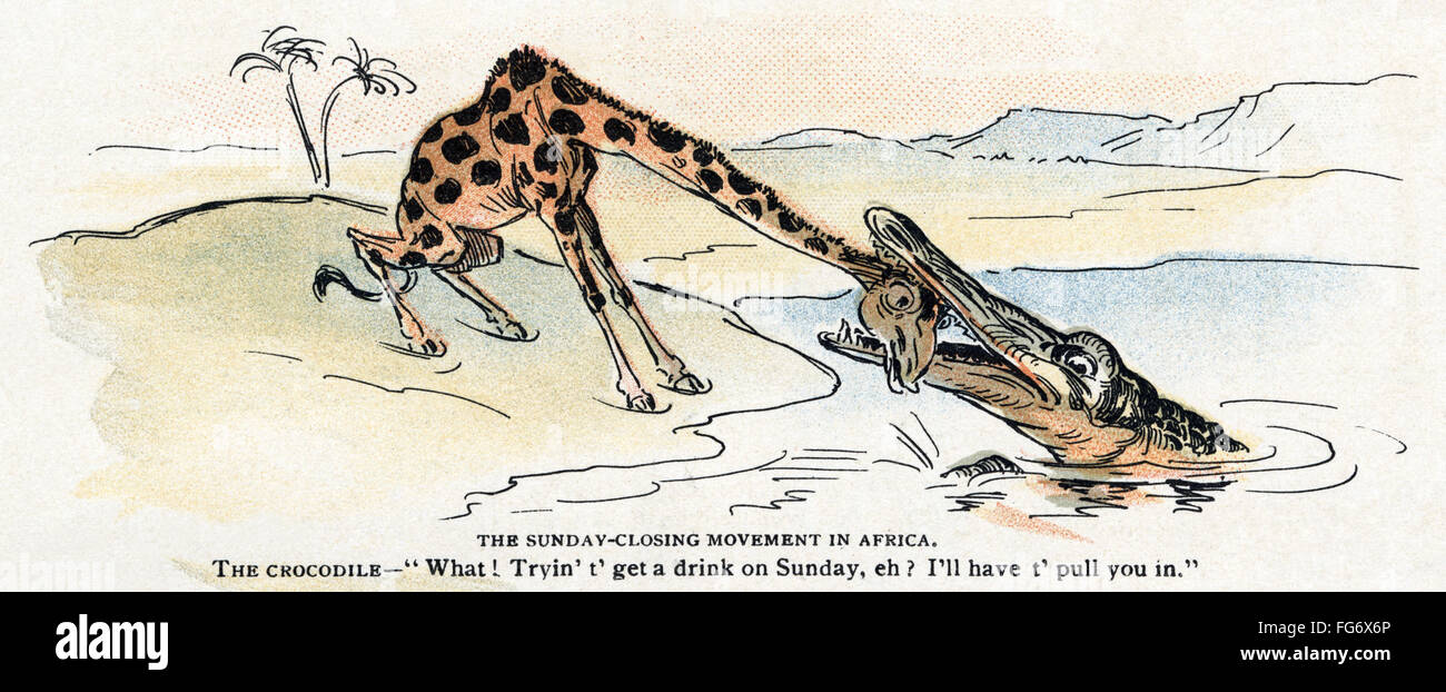 CARTOON: BLUE LAWS, 1895. /n'The Sunday-Closing Movement in Africa. The ...