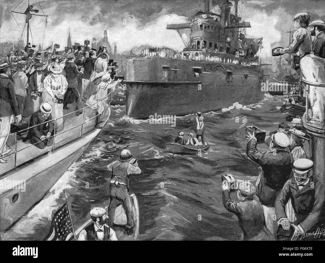 PHOTOGRAPHERS, 1898. /n'At Last Admiral Sampson Meets the Camera Fleet ...