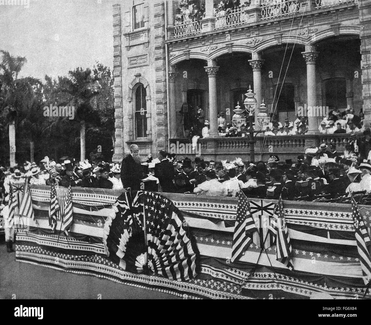HAWAIIAN ANNEXATION, 1898. /nU.S. Minister Harold Sewall presenting an ...