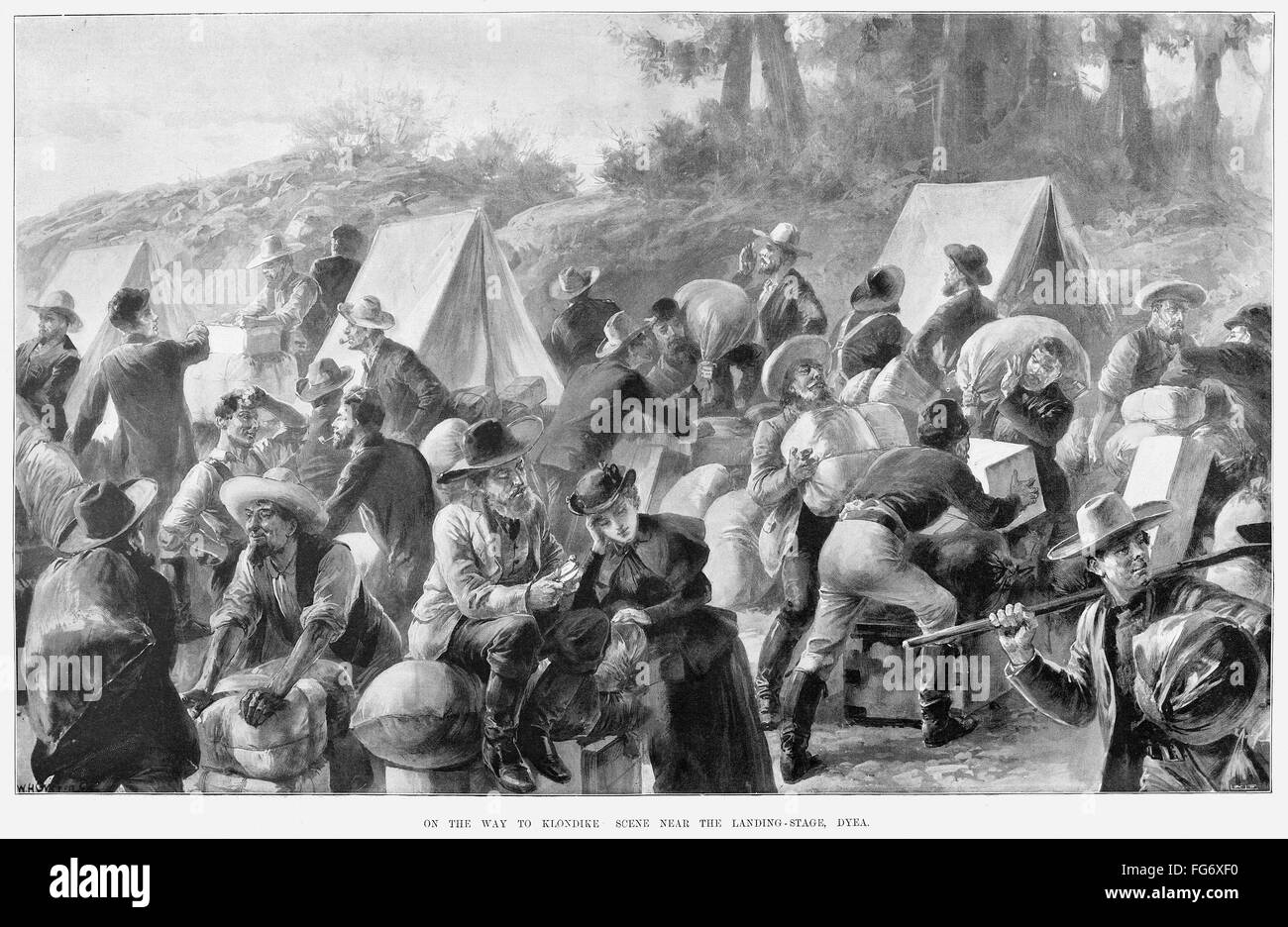 KLONDIKE GOLD RUSH, 1898. /nCrowd near Dyea, Alaska, en route to the ...