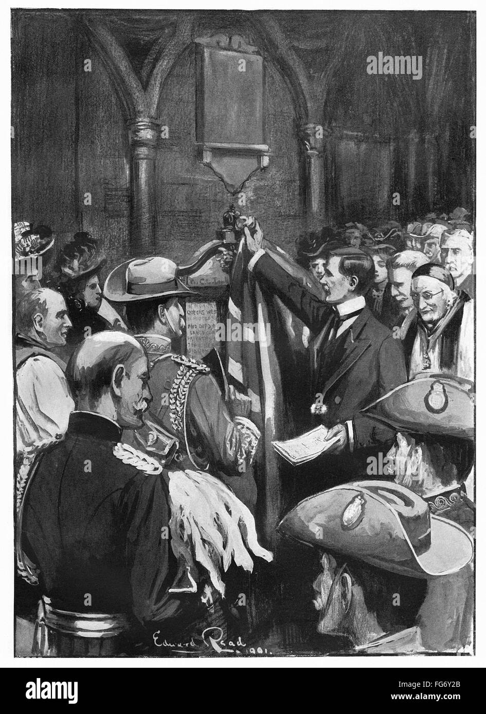 BOER WAR MEMORIAL, 1901. /nSt. John Brodrick unveiling a memorial in ...