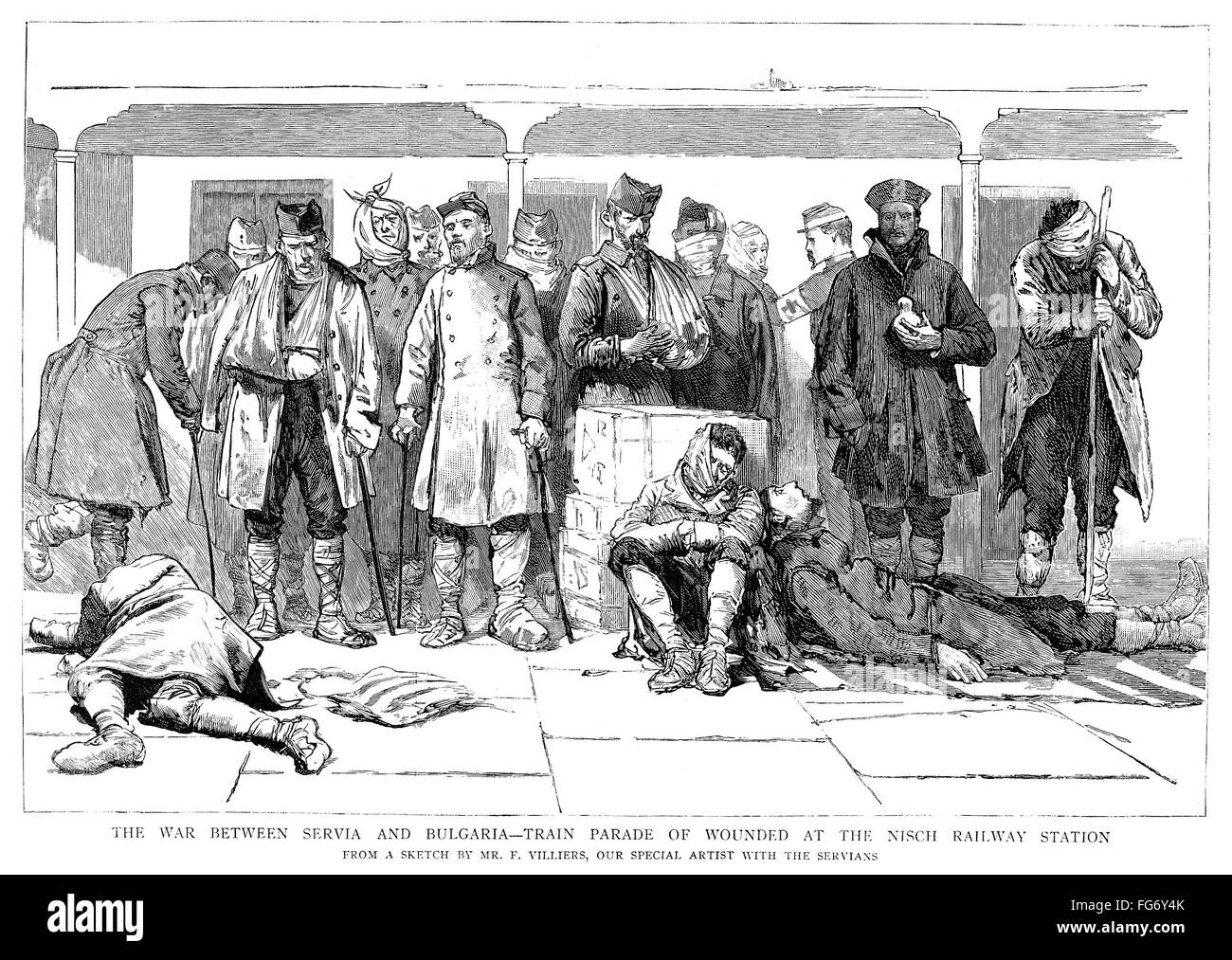 SERBO-BULGARIAN WAR, 1885. /nSerbian soldiers, wounded in battle during ...