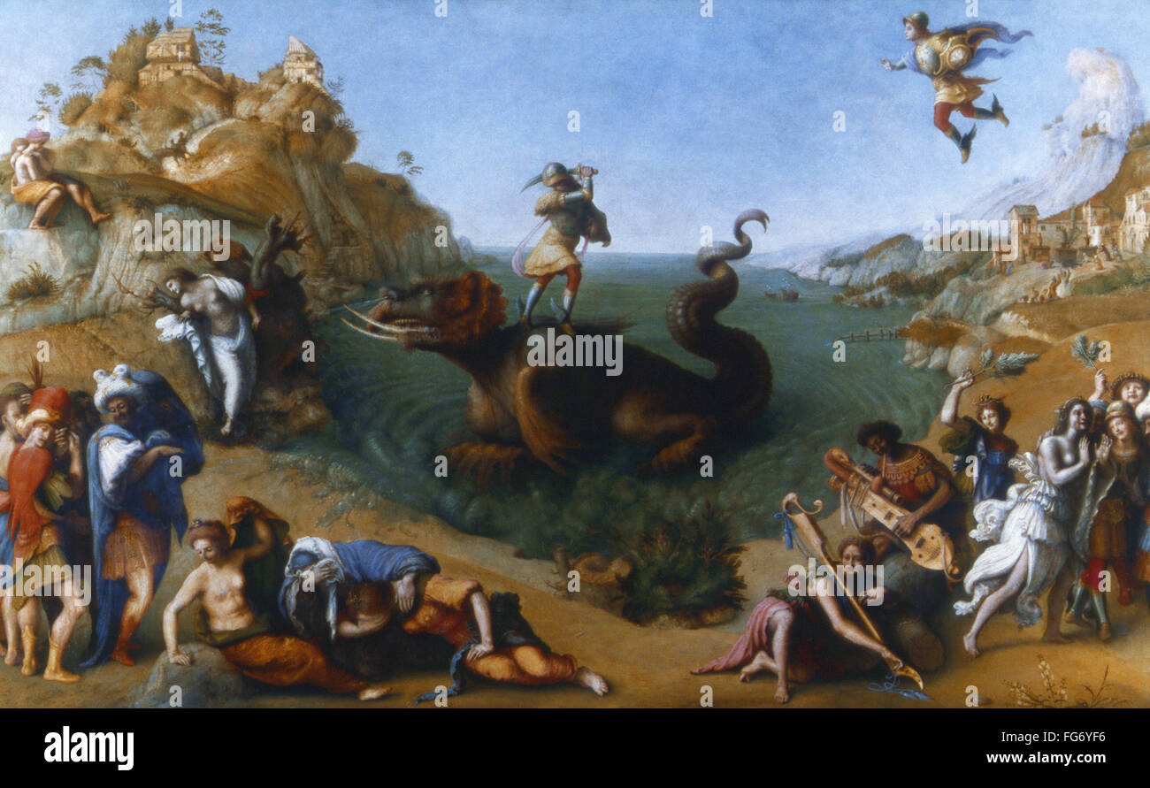 DI COSIMO: PERSEUS, c1513. /n'Perseus Freeing Andromeda.' Oil on panel ...