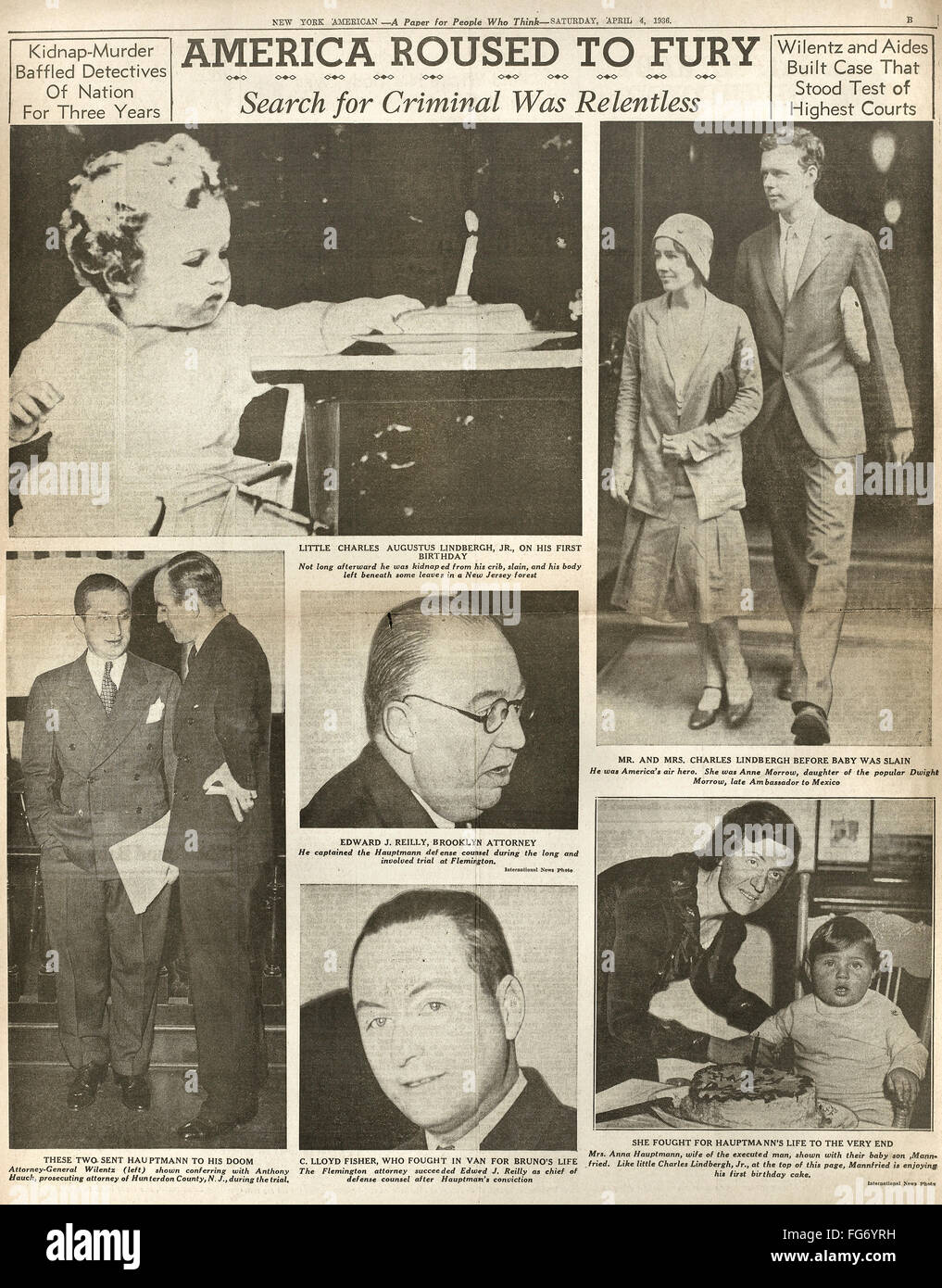 LINDBERGH KIDNAPPING, 1936. /nPage from the 'New York American,' 4 ...