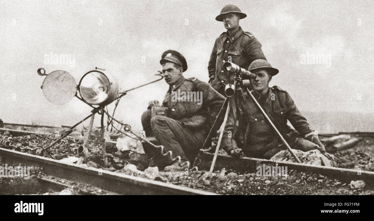 WORLD WAR I: SIGNAL STATION. /nBritish signal station on a railroad ...