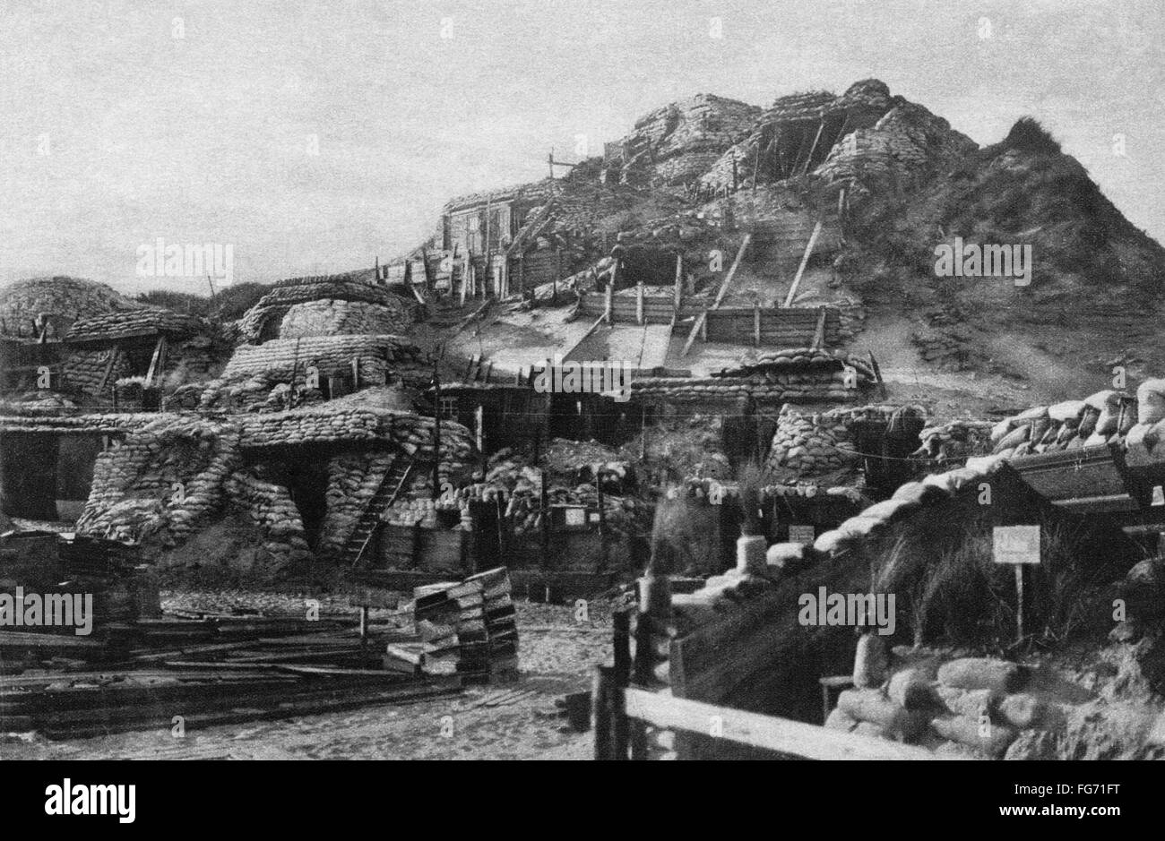 WORLD WAR I: FORTIFICATION. /nGerman fortifications on the sand dunes ...