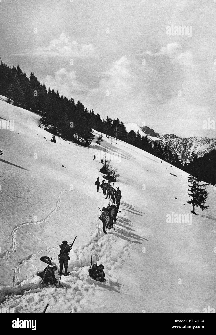 WORLD WAR I: CHASSEUR. /nFrench chasseurs plodding through the snow in ...